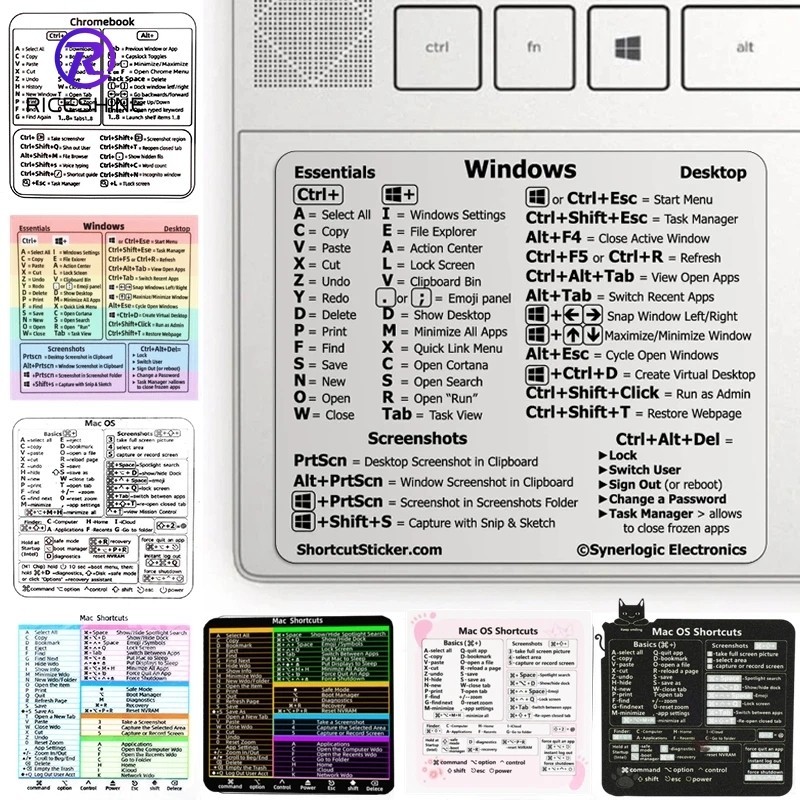For PC Laptop Desktop Shortcut Sticker DIY Adhesive Waterproof ...