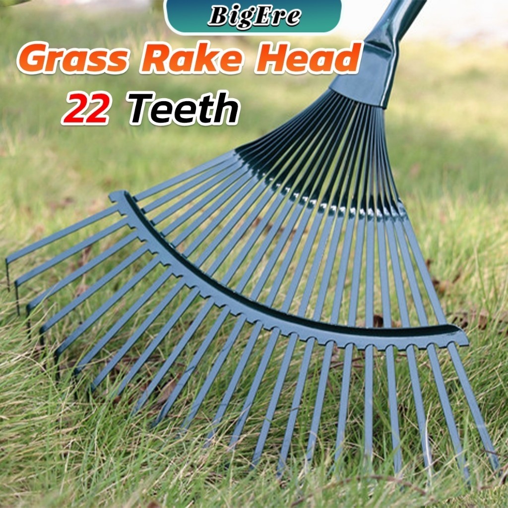 BEre 22 Teeth Grass Rake Head Garden Leaf Rake Cleaning Tool Outdoor ...
