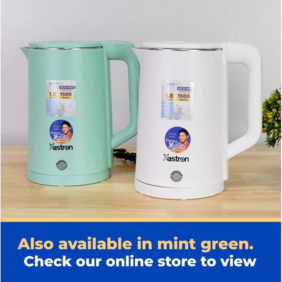 Astron ECOPOT Electric Kettle - Matte White | 1.8L | Safe-Touch Design ...