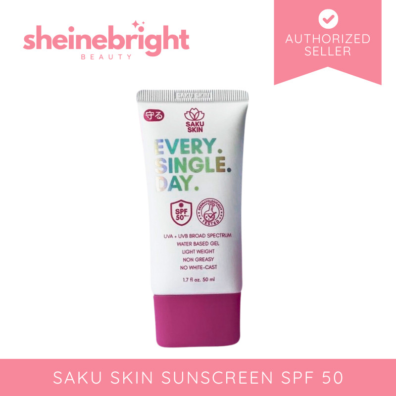 Saku Skin Sunscreen SPF50 Whitening No White Cast Water Based Face Body ...
