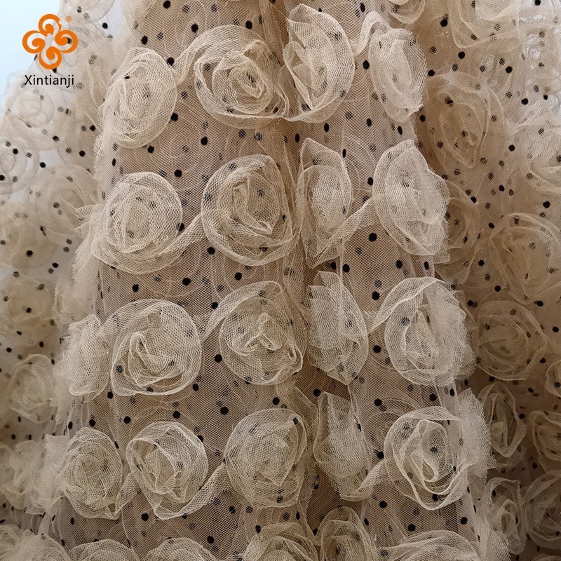 Retro Rose Flocking Embroidered Mesh Fabric DIY Dress Women's Clothing ...