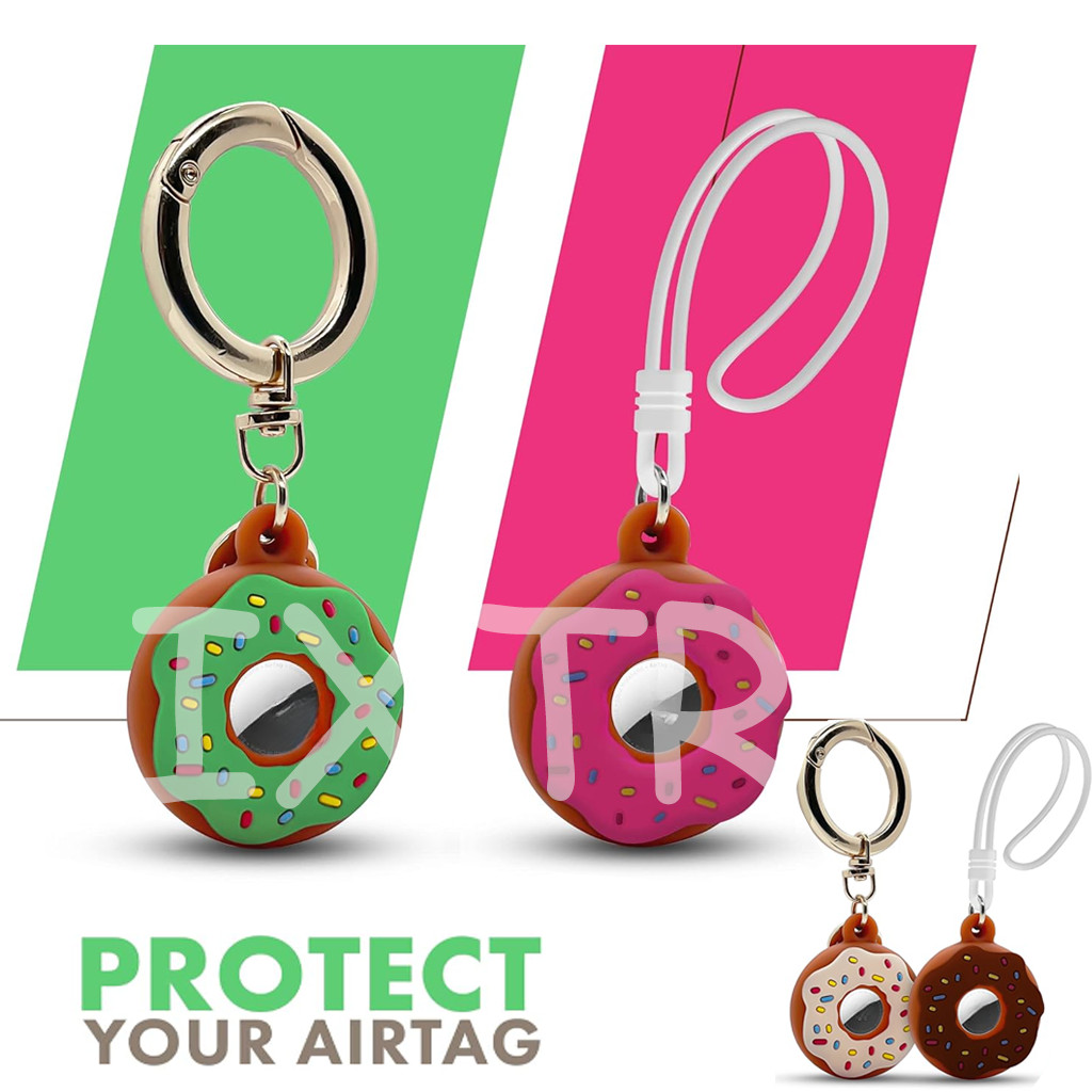 Airtag Holder - Cute Chocolate Donut AirTag Holder with Anti-Lost ...
