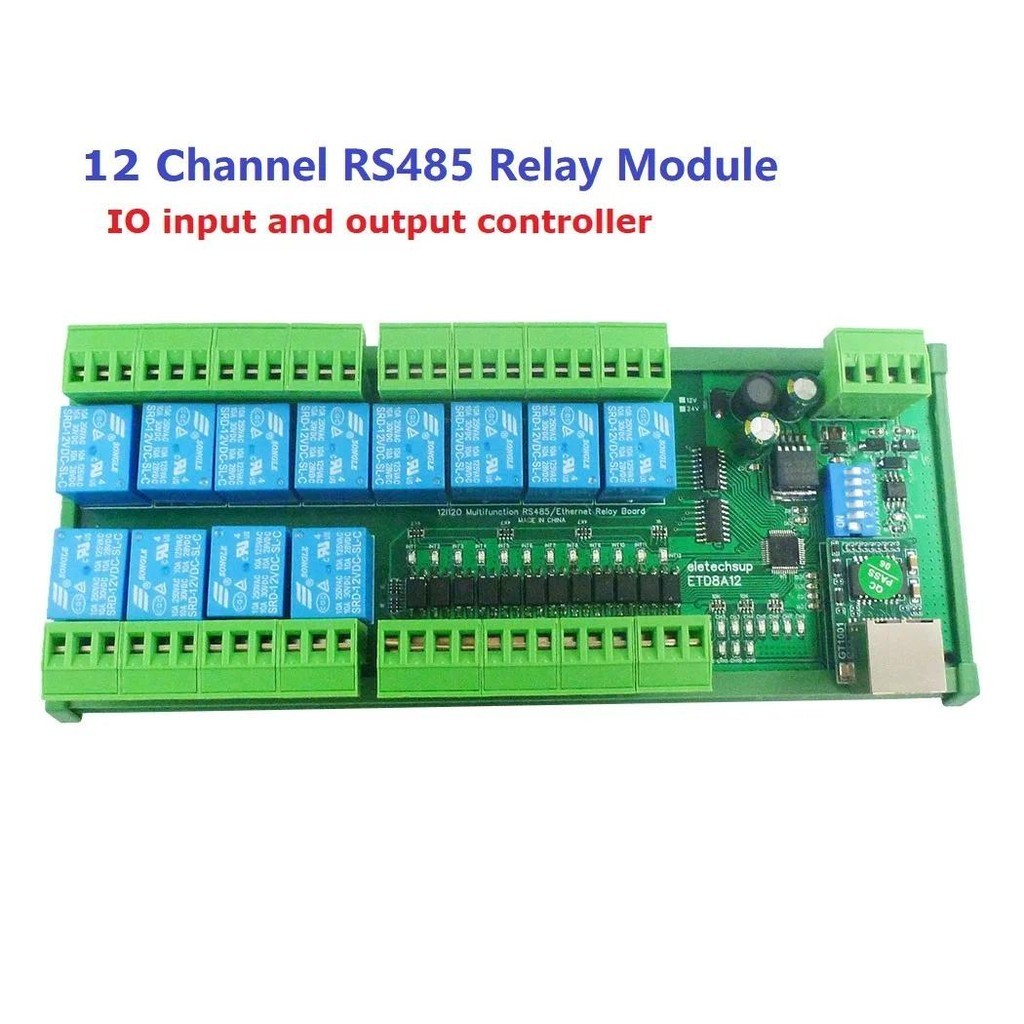 2 IN1 12Ch Ethernet/RS485 Relay Module Modbus RTU TCP/IP UART Network ...