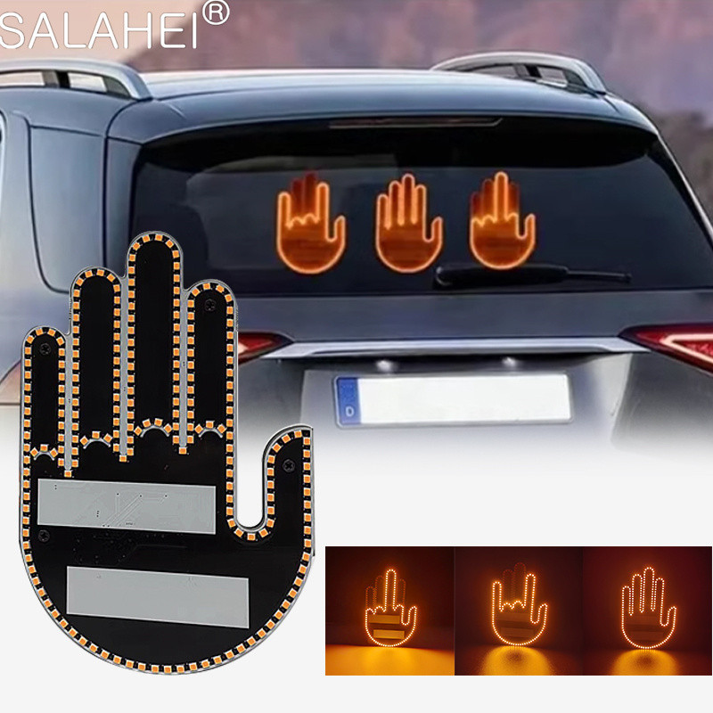Funny Car Finger Light with Remote, Road Rage Signs Middle Finger ...