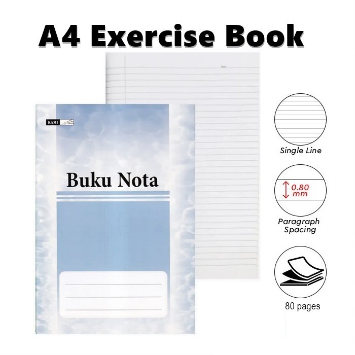 KAMI A4 80 Pages Soft Card Cover Single Line Exercise Notebook Notebook ...