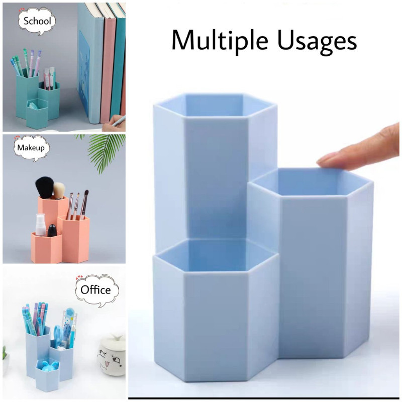Hexagonal Pen Holder Student Desktop Creative Pen Bucket Plastic Pen ...