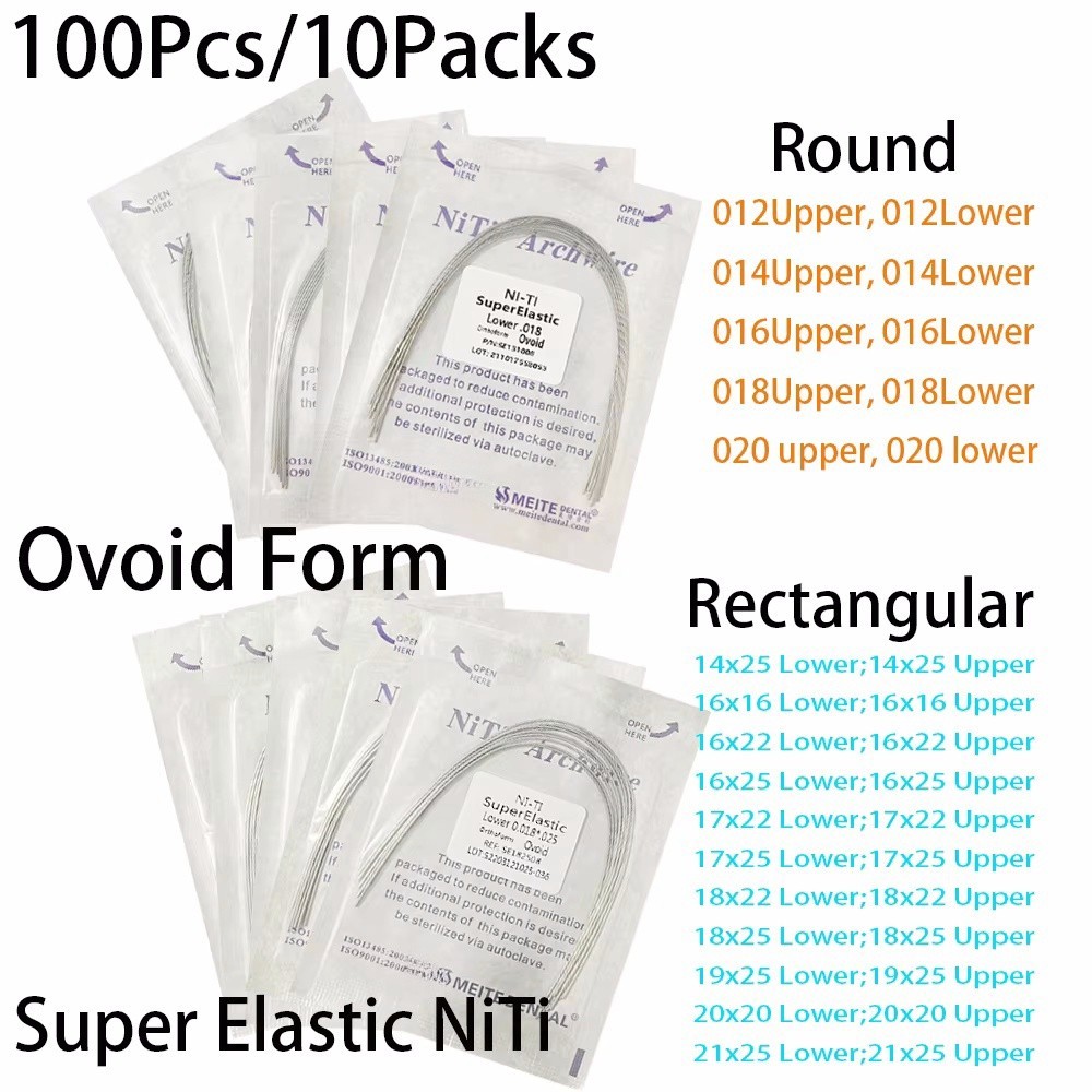 100Pcs Dental Orthodontic Niti Archwires for Teeth Braces Super Elastic ...