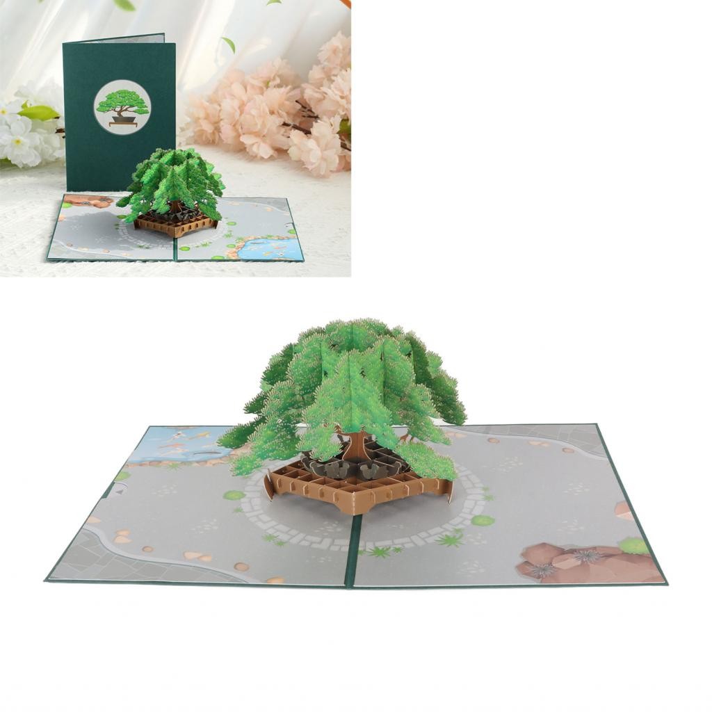 Mabao 3D Blessing Card Greeting Writable Paper Carving Pine Trees ...