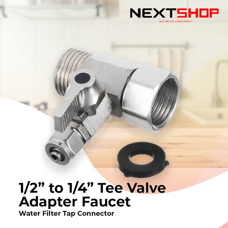 RO Feed Water Tee Adapter 1/2'' to 1/4'' with Shut-off Ball Valve ...