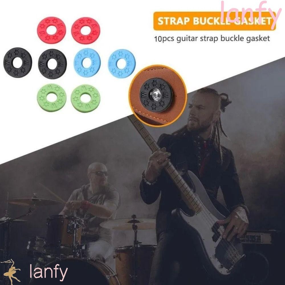 LANFY 10Pcs Guitar Strap Blocks Buckle, PE Washer Rubber Guitar Strap ...