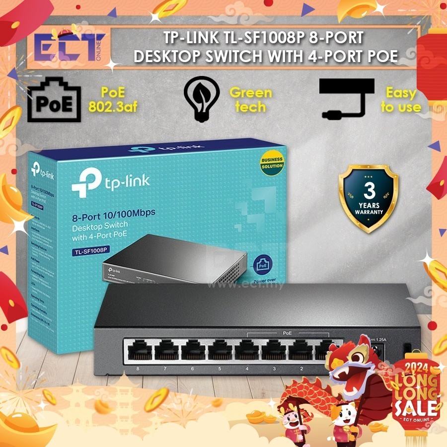 TP-Link TL-SF1008P 8 10/100Mbps RJ45 Ports Desktop Switch with 4-Port ...