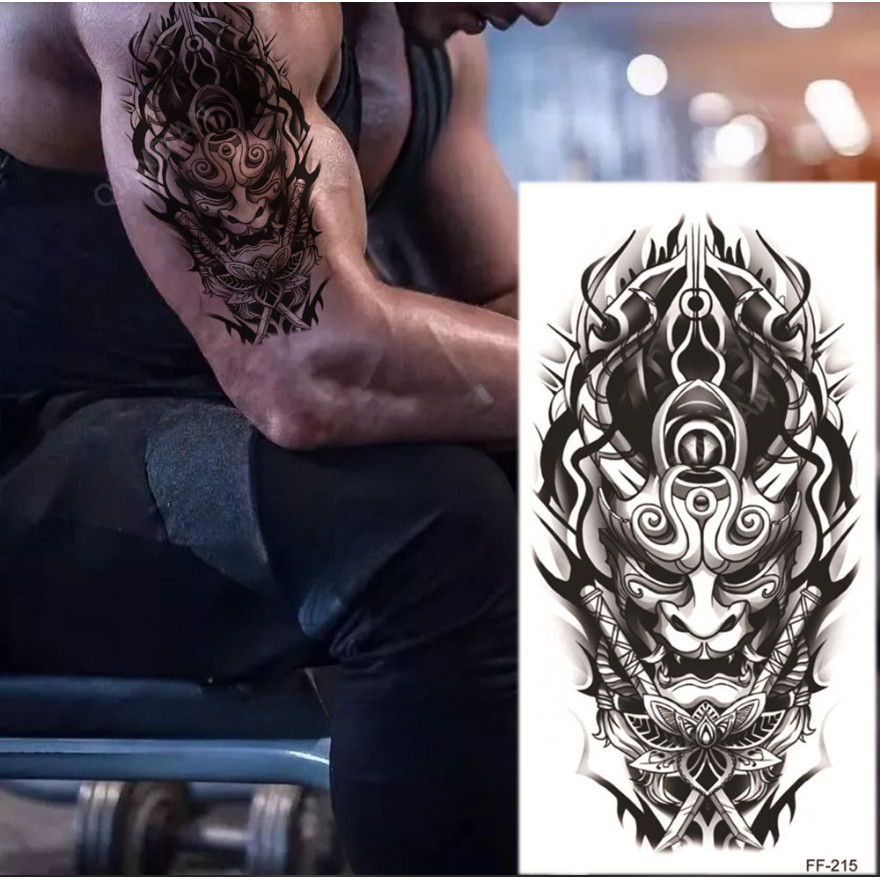 Waterproof Lasting Half-arm Tattoo Stickers Skull Black Pattern Tattoos ...