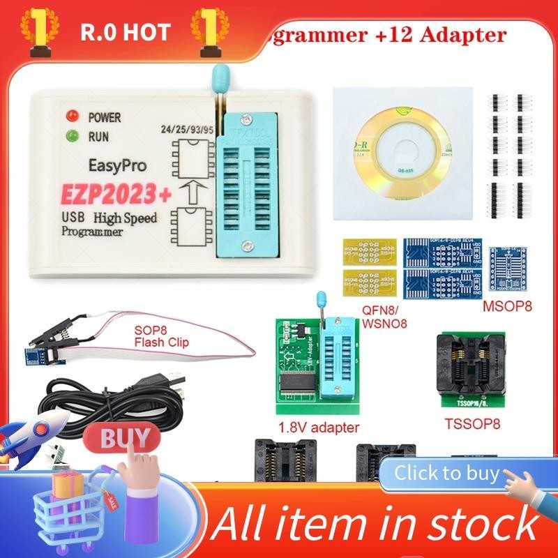 EZP2023+ High-Speed SPI FLASH Programmer Full Set+12 Adapters Support ...