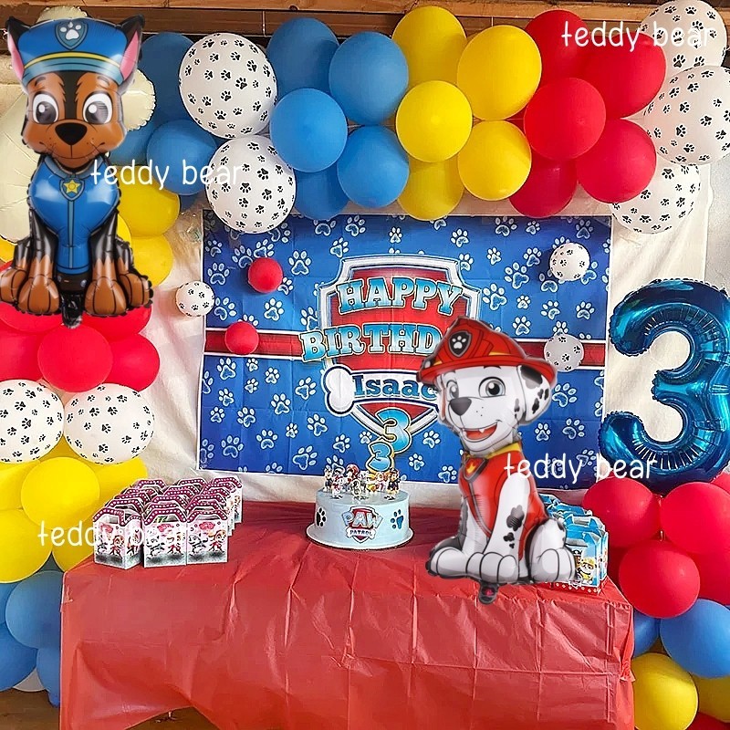 Paw Patrol Balloons Garland Arch Kit 32inch Blue Number Balloon Marshall Chase Dog Foil Balloons ...