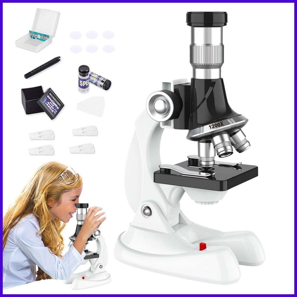Kids Beginner Microscope Science Kit Mini Portable Monocular Microscope ...