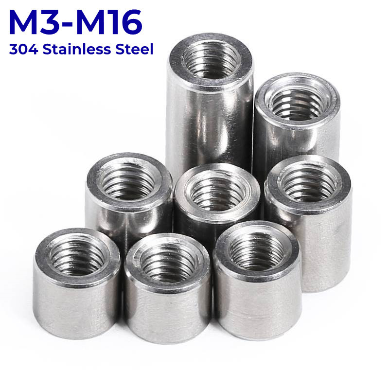 304 Stainless Steel Extend Long Lengthen Round Coupling Nut M3 M4 M5 M6 M8 M10 M12 M14 M16 ...