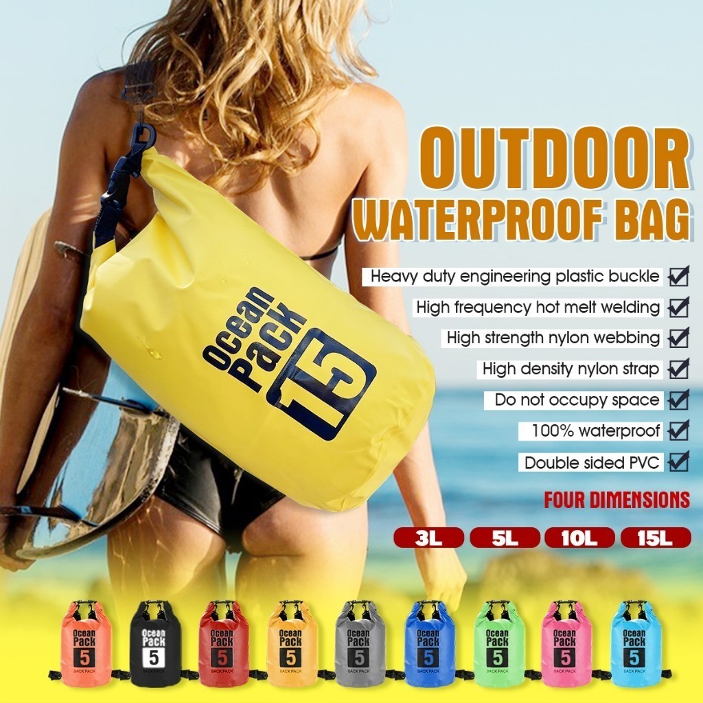 Ocean Pack Waterproof Dry Aqua Bag Outdoor Swimming Sling Shoulder Backpack Travel Beach ...