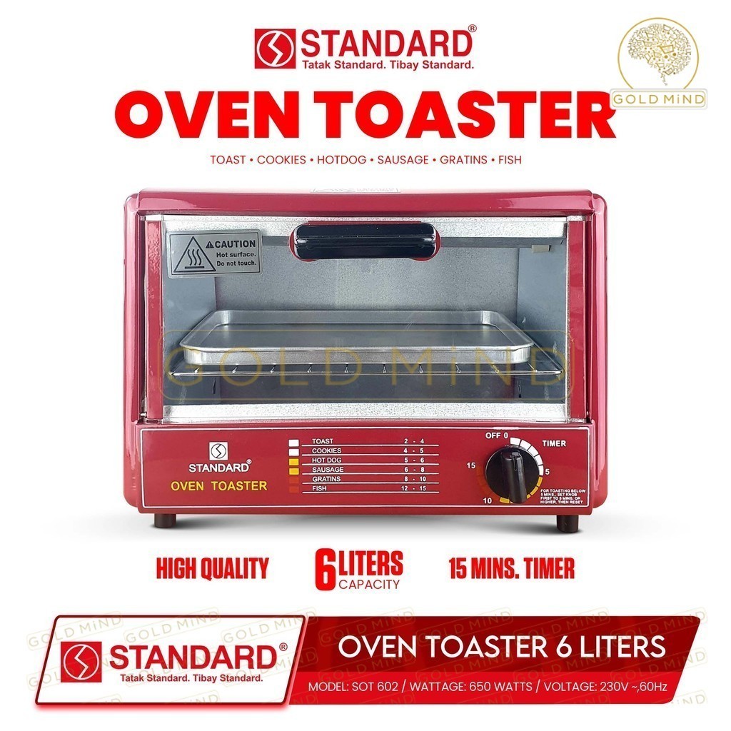 Standard Oven Toaster Red 6 LITERS 650 watts -Gold Mind | Shopee ...