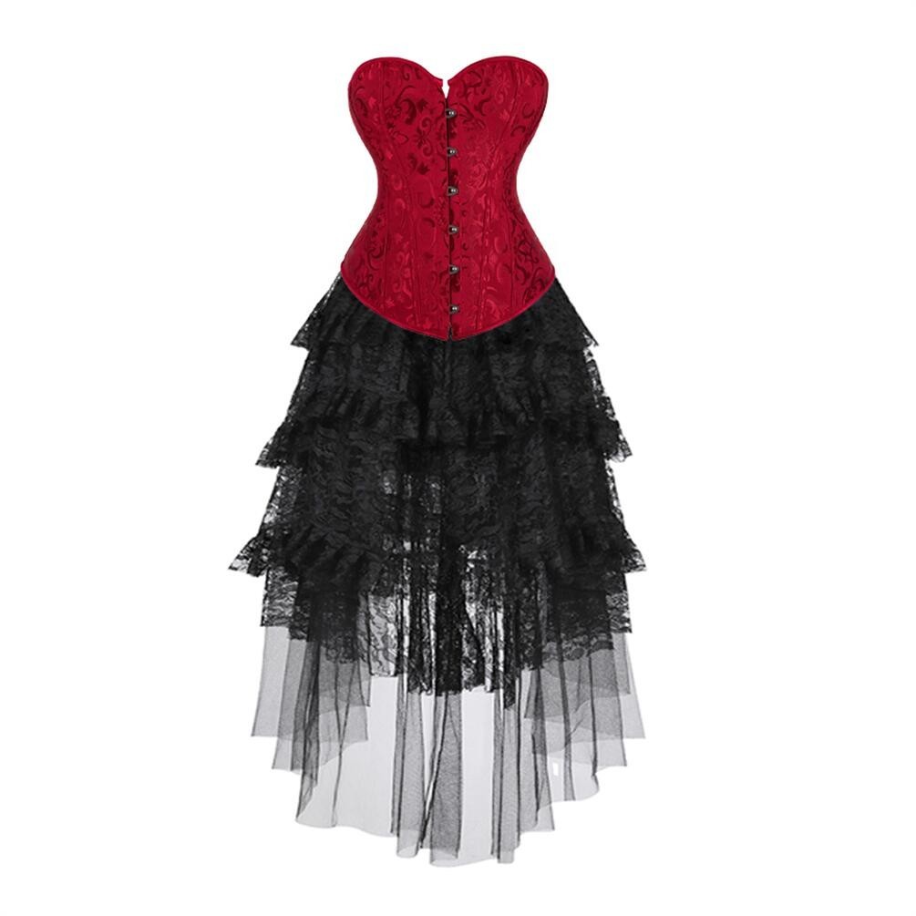 Womens Corset Pirate Skirt Steampunk Bustiers Fashion Corsage Outfits ...