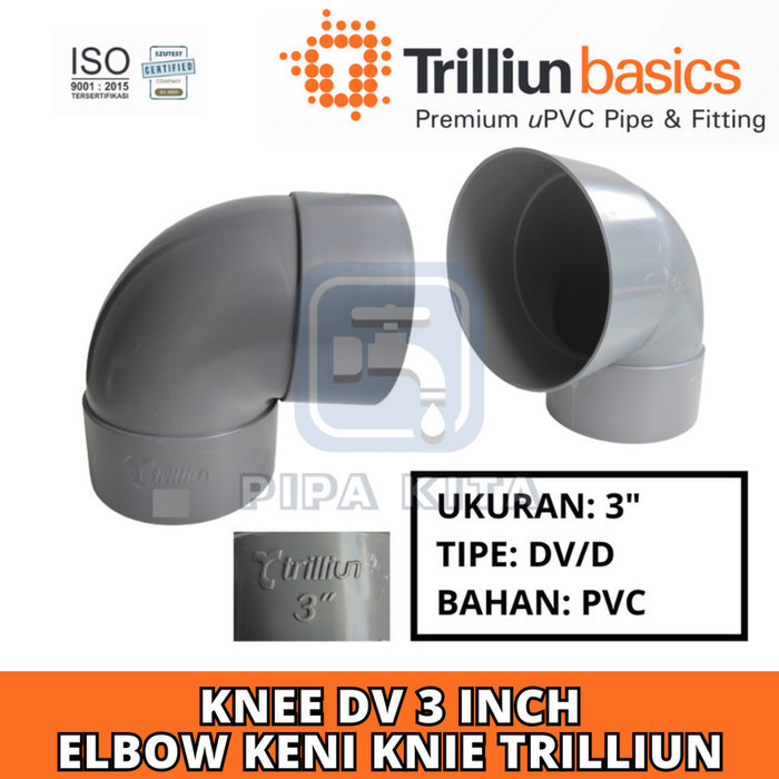 Knee DV 3 Inch Trillion D PVC Elbow Knie Keni L 3 Dim Plain | Shopee ...