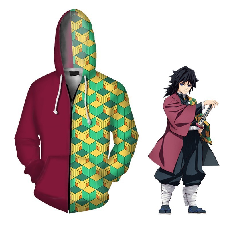 Demon Slayer Tomioka Giyuu Cosplay 3D Printed Hoodie Jacket Agatsuma ...
