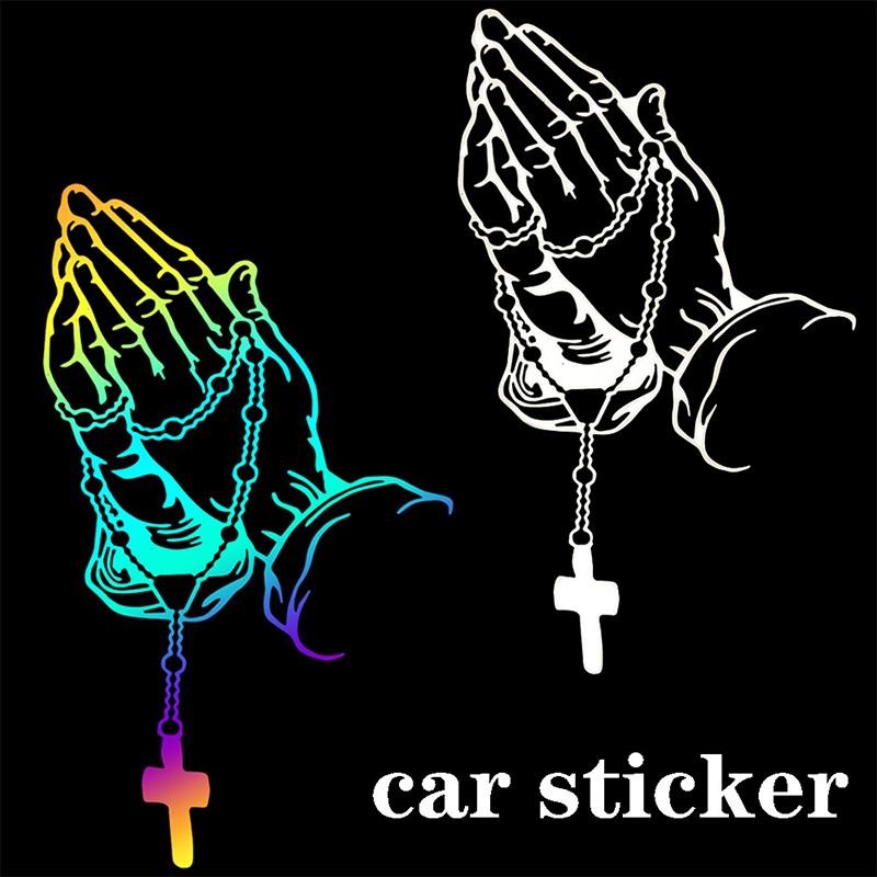 Seph Car Praying Hands With Rosary Sticker Decals Religious Christian ...