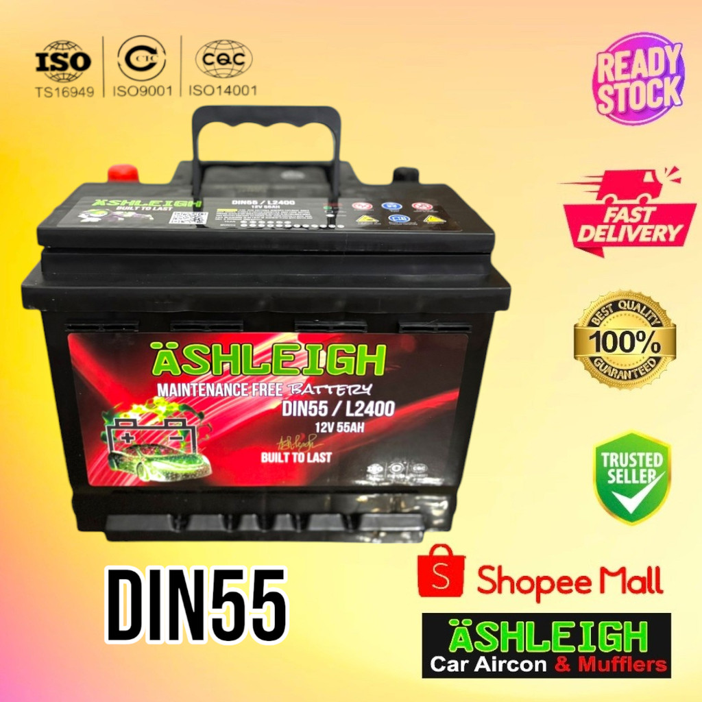 Ashleigh DIN55 Maintenance Free Car Battery 12v L2400 Premium Quality ...