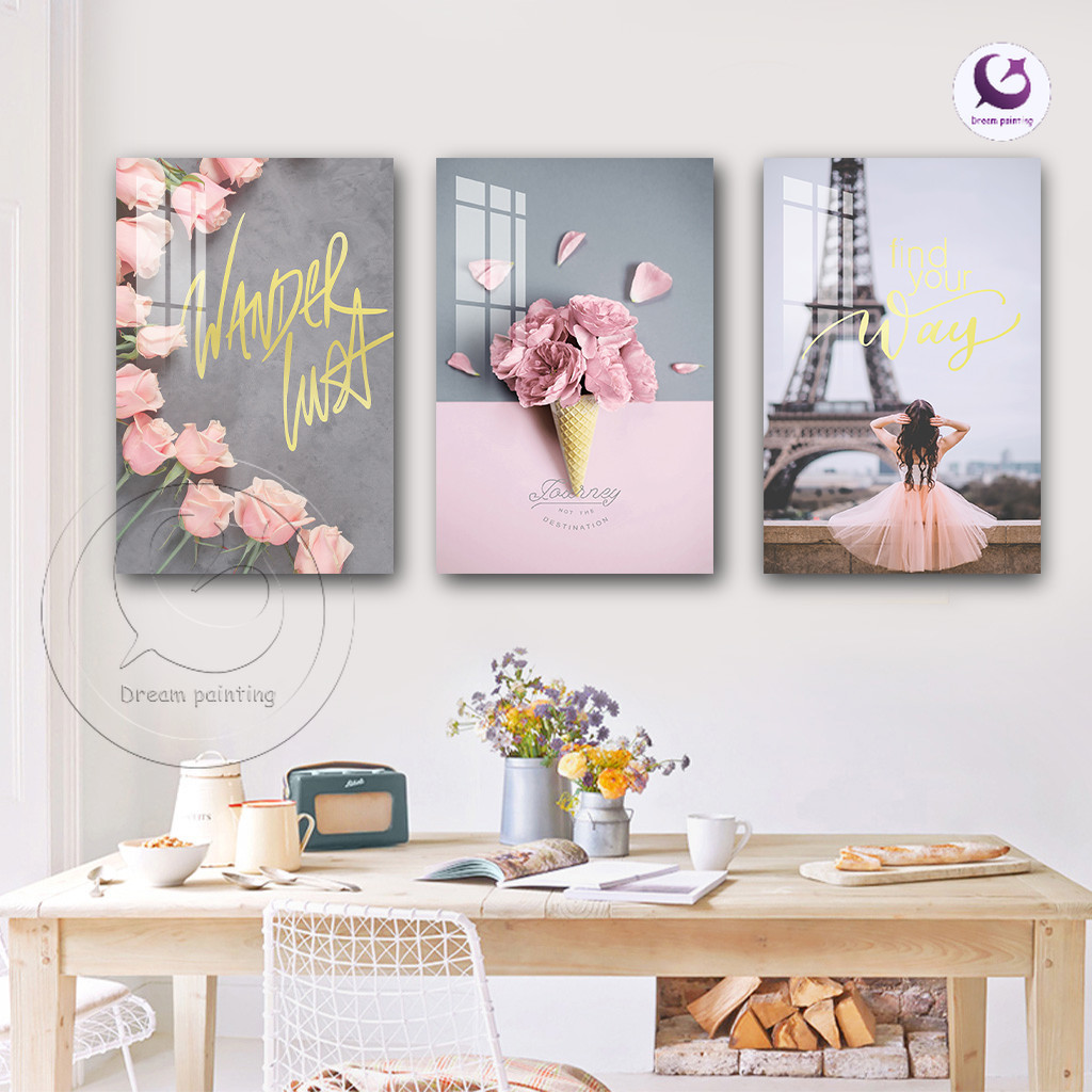 INS Pink Flower Wall Painting Scenery Decoration Swan Living Room ...