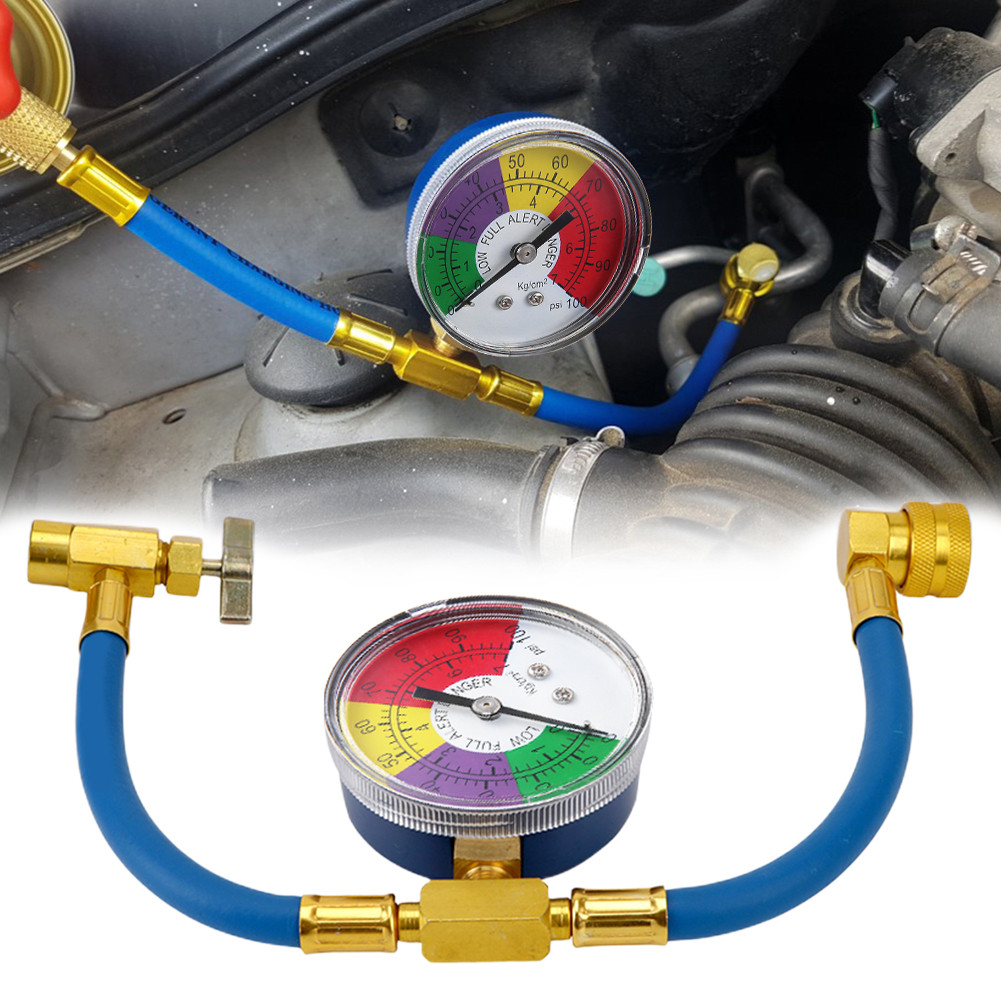 R134A Refrigerant AC Recharge Kit with Pressure Gauge & Charging Hose ...