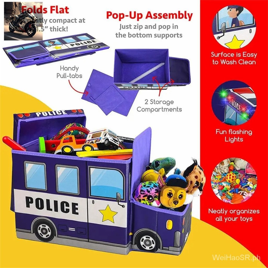 Multi-Function Cartoon Bus Shape Storage Box for Toys Kids Clothes ...