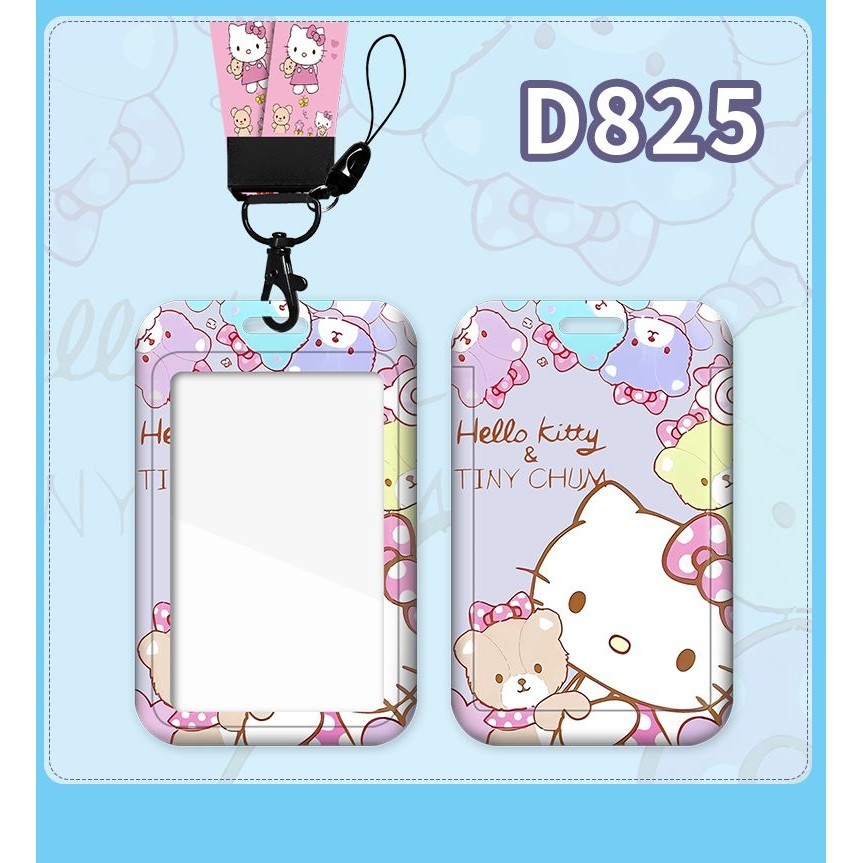 Kawaii Hello Kitty Slide Cover ID Card Holder with Anti-loss Neck Rope ...