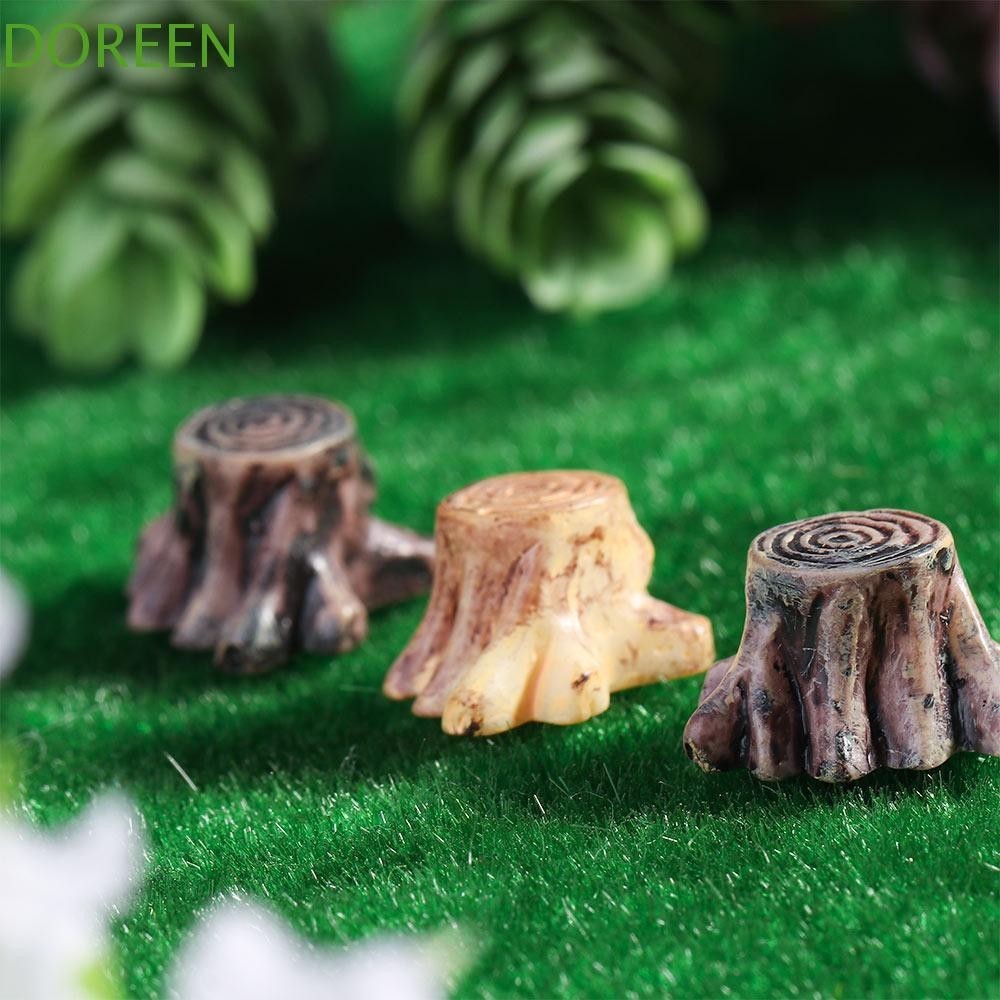 DOREEN 5Pcs Figurines 5 Pcs Home Decor Moss Terrariums Resin Tree Stump ...