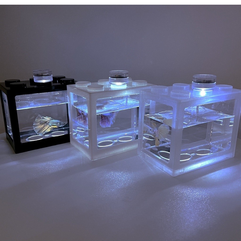 Betta Fish Mini Aquarium Block Tank Betta Guppy Fish Tank Building ...