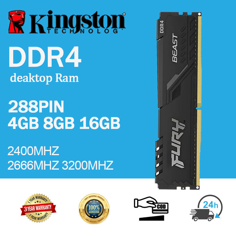 Kingston HyperX FURY DDR4 RAM Desktop 4GB 8GB 16GB 2400/2666/3200 DIMM Game Memory | Shopee ...