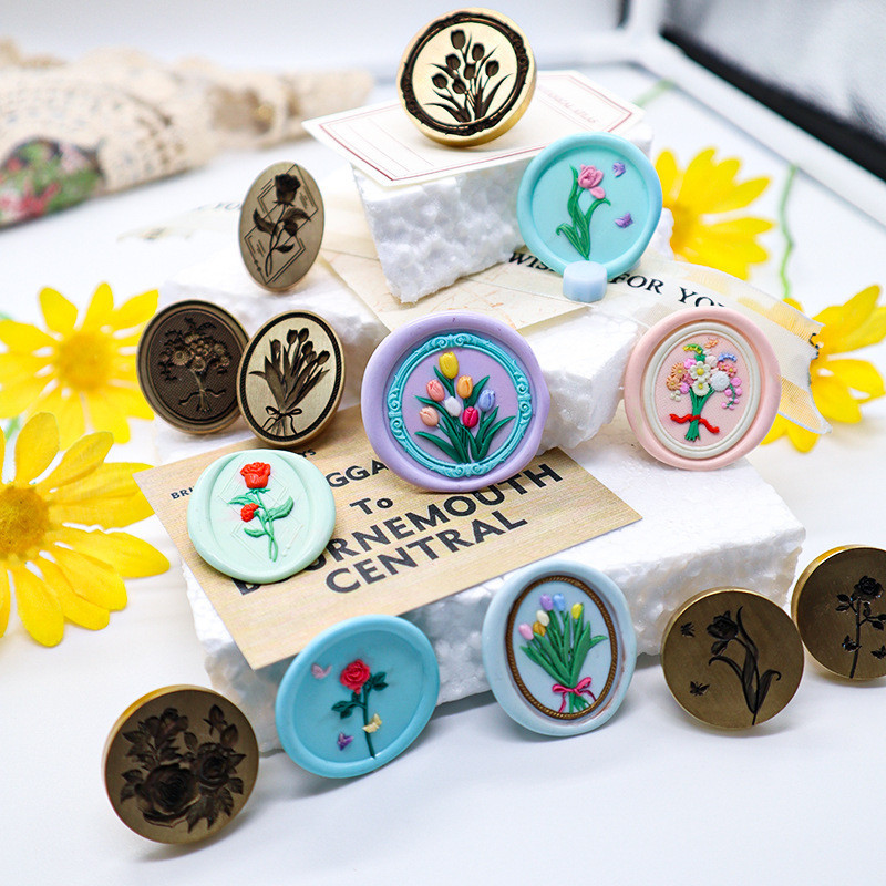 Laser Craft Embossed Fire Lacquer Seal Tulip Rose Lily of the Valley ...