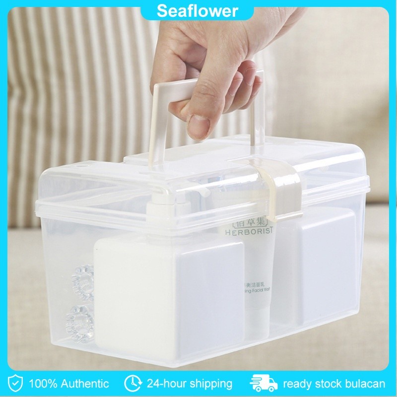 Shopware Clear Plastic Home Storage Box Carrying Case With Top Handle ...