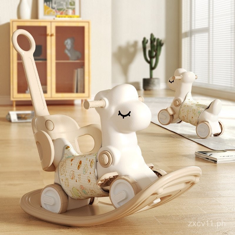 Baby Rocking Horse and Scooter 2-in-1 Wooden Horse Children's Rocking ...