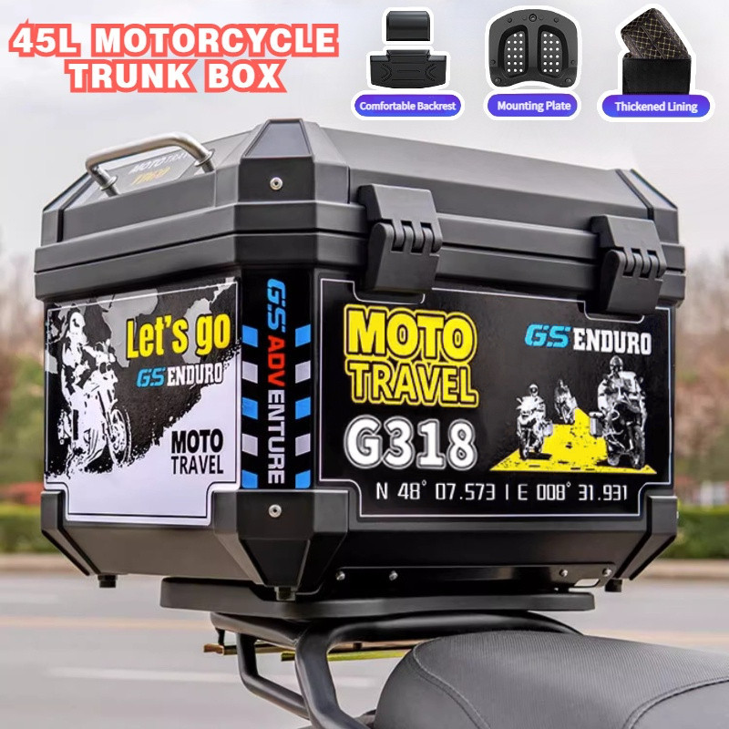 Universal Top Box 45 Liters for Motorcycle Tail Large Motorcycle ...