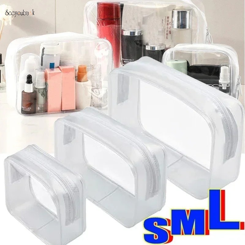 Small Medium Large PVC Transparent Makeup Bag Clear Waterproof Cosmetic ...