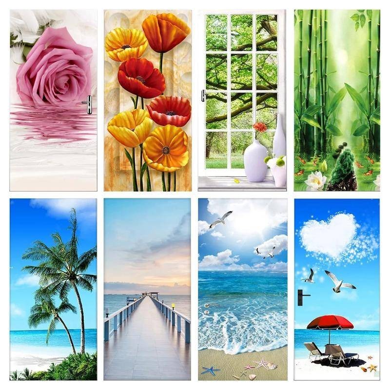 Custom Decorative Wall Papers For The Door Stickers Nature Design ...