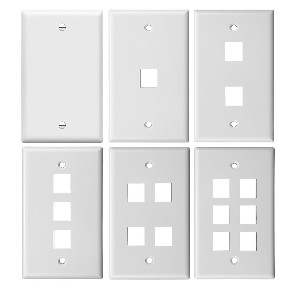 ZoeRax 0/1/2/3/4/6-Port Keystone Jack Wall Plate, Low Profile RJ45 Wall ...