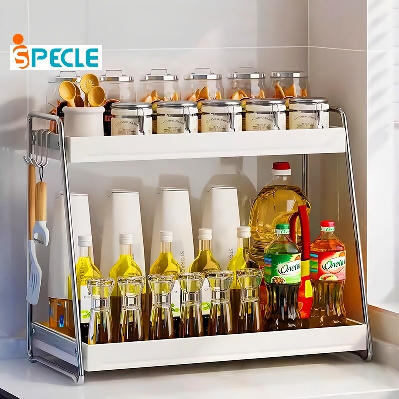 iSPECLE Simple Elegant Kitchen Spice Rack Stainless Steel Condiments ...