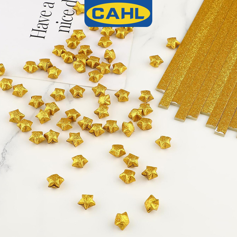 20pcs Gold Origami Star Papers DIY Lucky Star Strips Gold Sparkle Paper ...