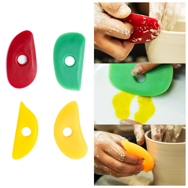 4 Pcs Soft Rubber Rib for Pottery Clay Silicone Ceramics Tools for DIY ...