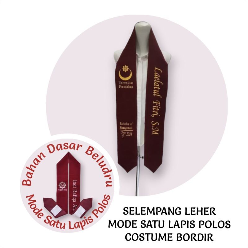 Graduation Sash Embroidered Costume Name & Title, Plain Single Layer ...