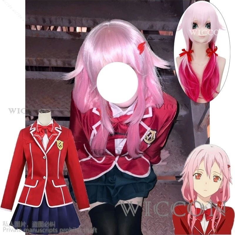 Anime Guilty Crown Inori Yuzuriha School Uniform Cos JK Pink Wig For ...