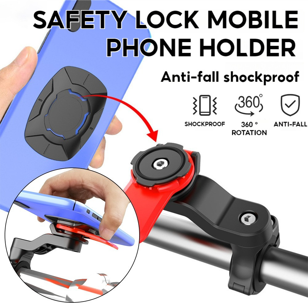 Motorcycle Bike Phone Holder Stand Bicycle Quad Lock Phone Holder ...