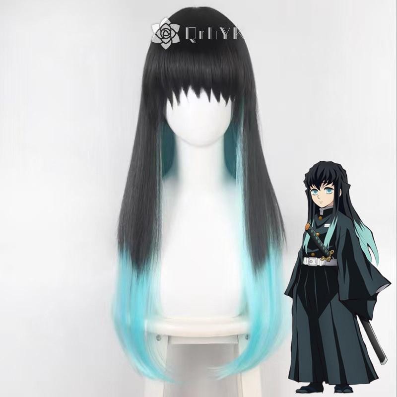 QrhYK> Anime Tokitou Muichirou Cosplay Wig Muichiro Tokito Wig Heat ...