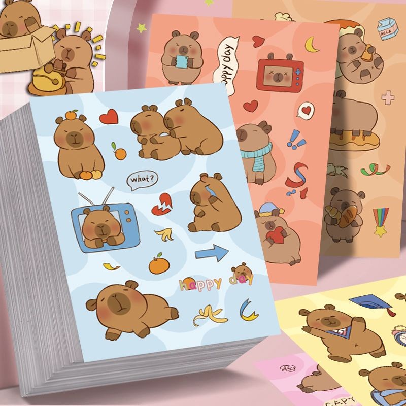 16 Capybara Cartoon Cute Collage Stickers Waterproof for Bullet Journal ...
