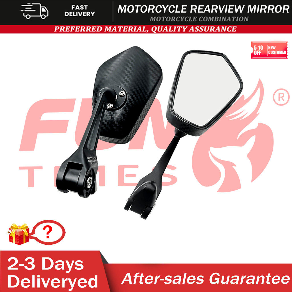 Street King Side Mirror v2 Anti-Glare Blue Lens Carbon Fiber Design CNC ...